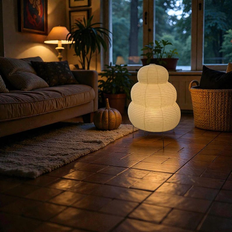 Minimalist Paper Floor and Table Lamp in Japanese Retro Style for ...