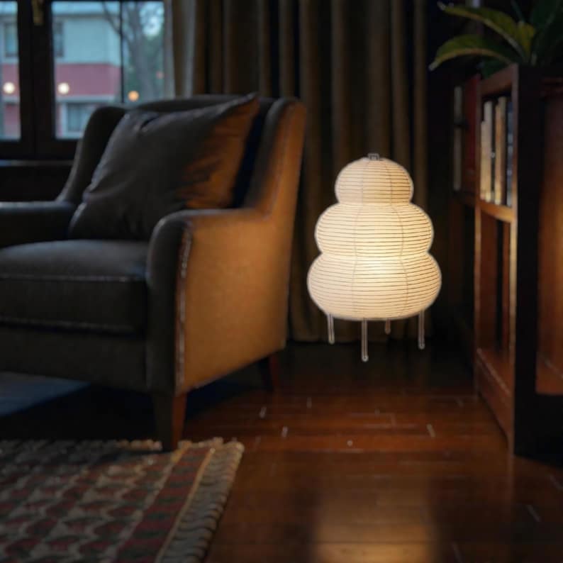 Minimalist Paper Floor and Table Lamp in Japanese Retro Style for ...
