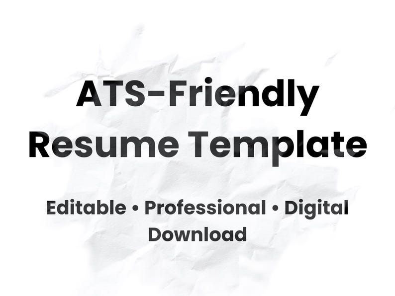 Ats-friendly Resume Template | Editable Professional Resume for Job ...