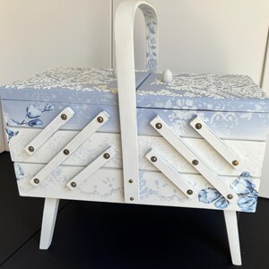 Exquisite Vintage Hand Painted Sewing Box OOAK Artist Handmade Filled ...