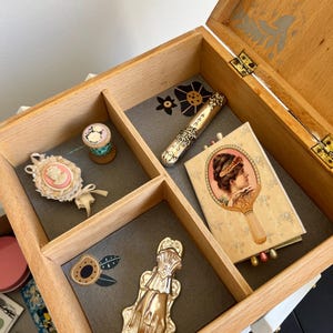 Magnificent Vintage Hand Painted Sewing Box OOAK Artist Handmade Filled ...