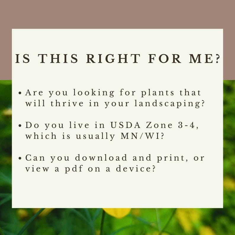 Printable Plant List for Sunny, Dry Areas in Zones 3&4 (PDF Download ...