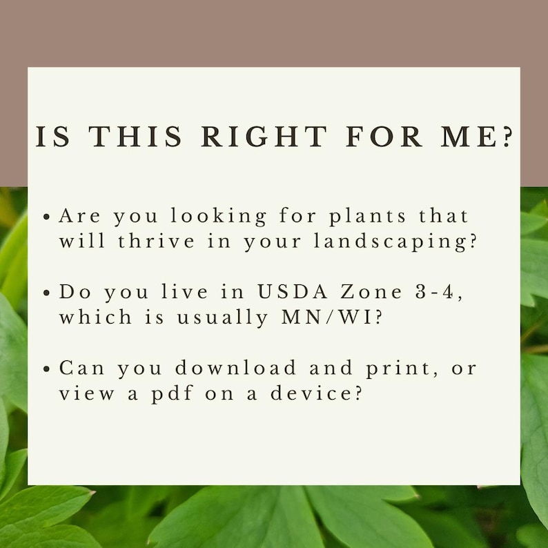 Printable Plant List for Shady, Dry Areas With Deer in Zones 3&4 (PDF ...