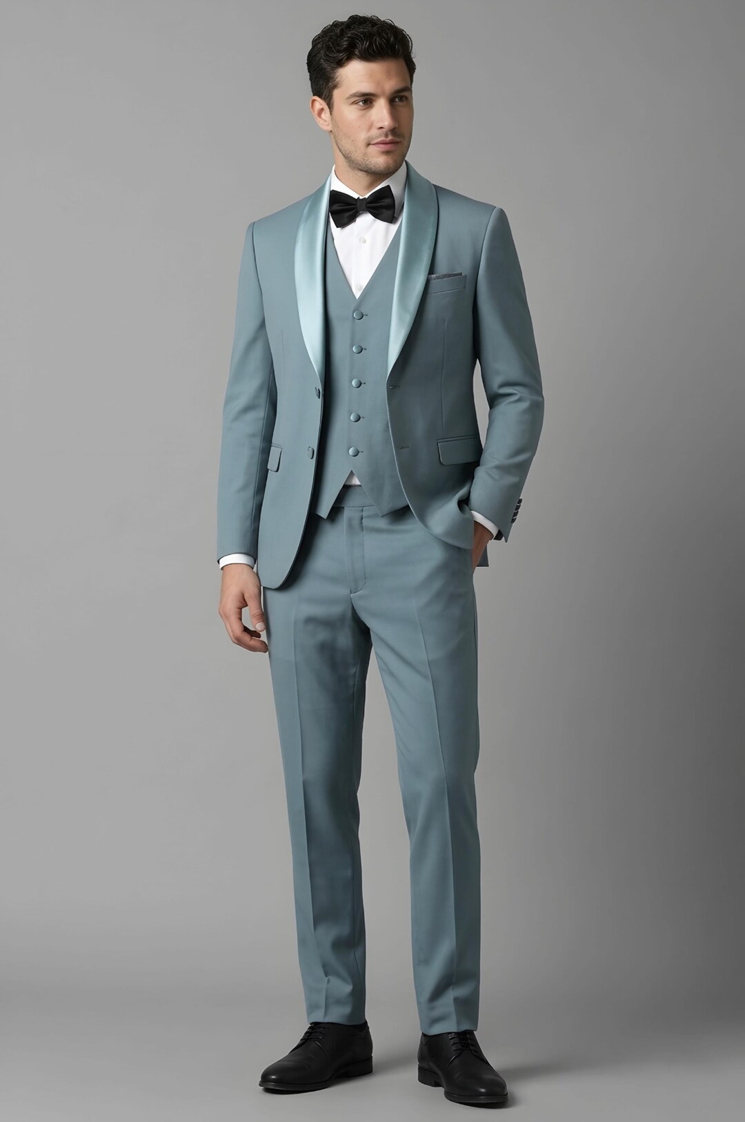 Men’s Light Blue Tuxedo 3 Piece Suit | Elegant Wedding Groom Tuxedo ...