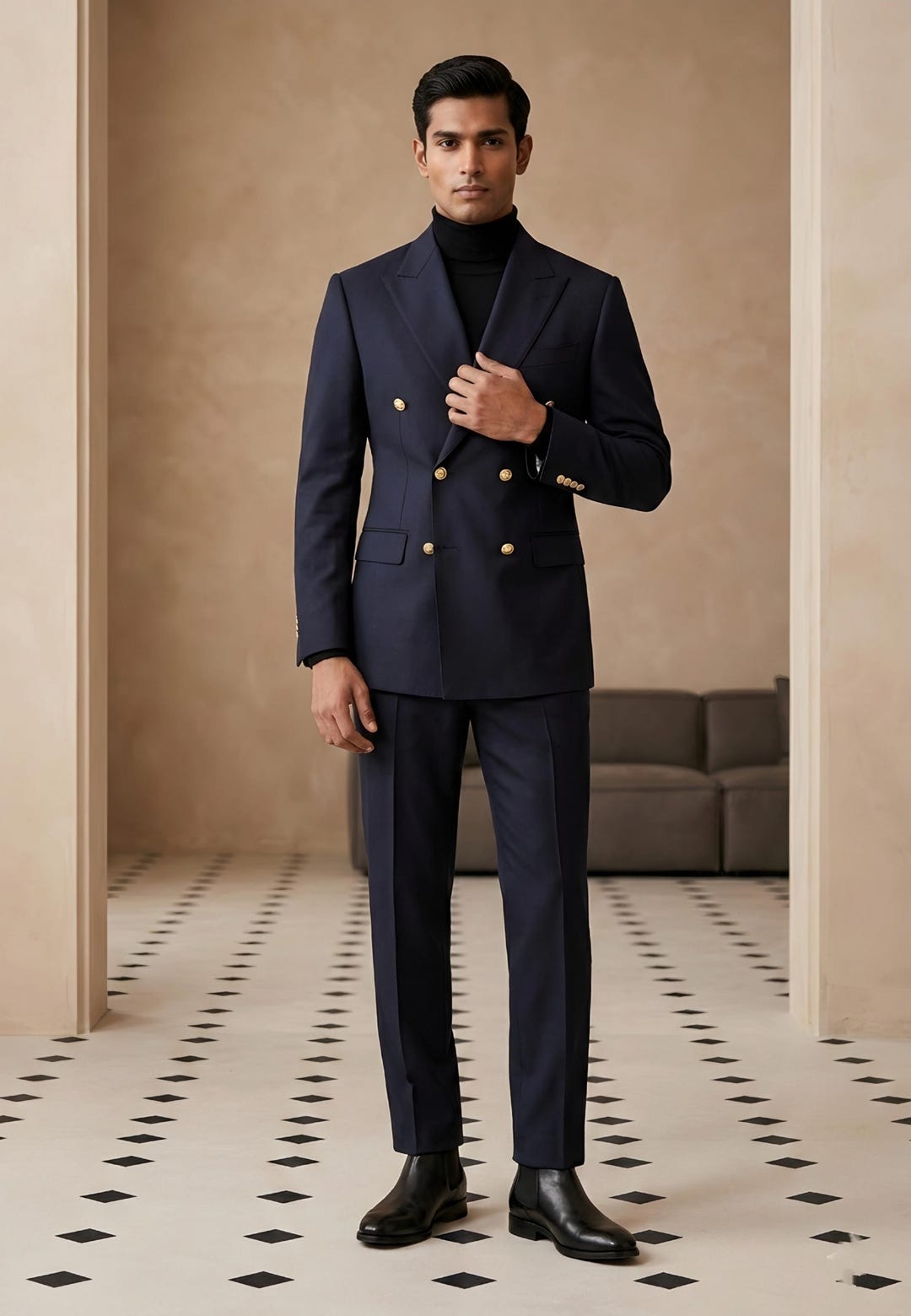 Men's Navy Double Breasted Suit | Gold Buttons, Tailored Blazer & Pants ...
