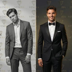 Men's Powder Blue Retro Suit | Black Contrast Lapel Blazer, Flared ...