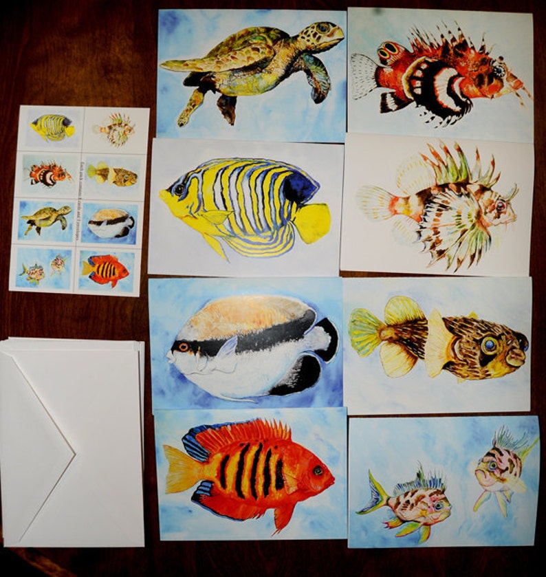 Reef Life Note Cards - Etsy