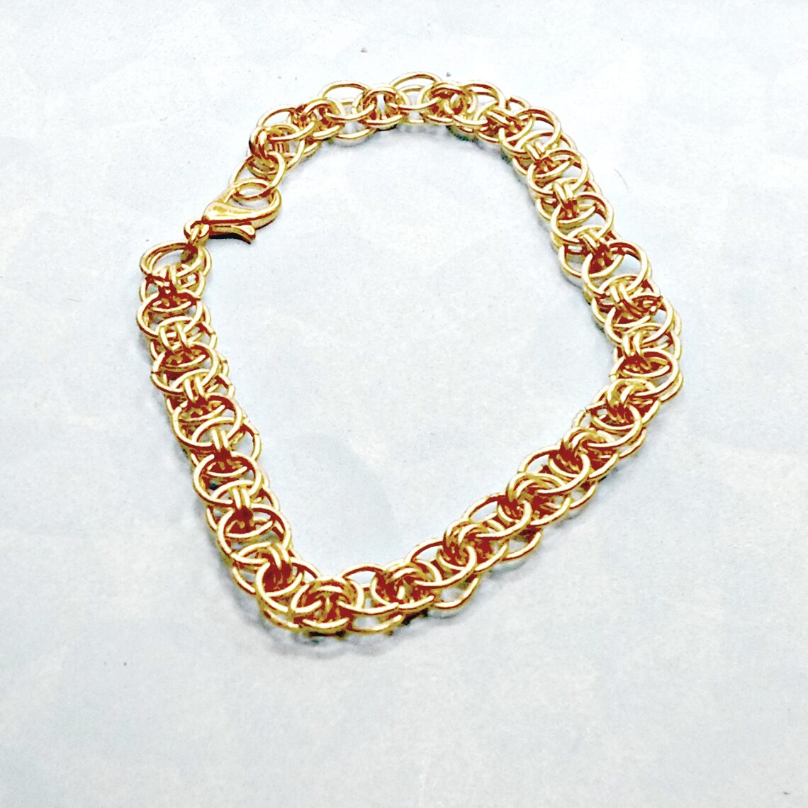Bracelet Handmade Chain Maille Chainmail Helm Pattern Goldtone Sz 7 by ...
