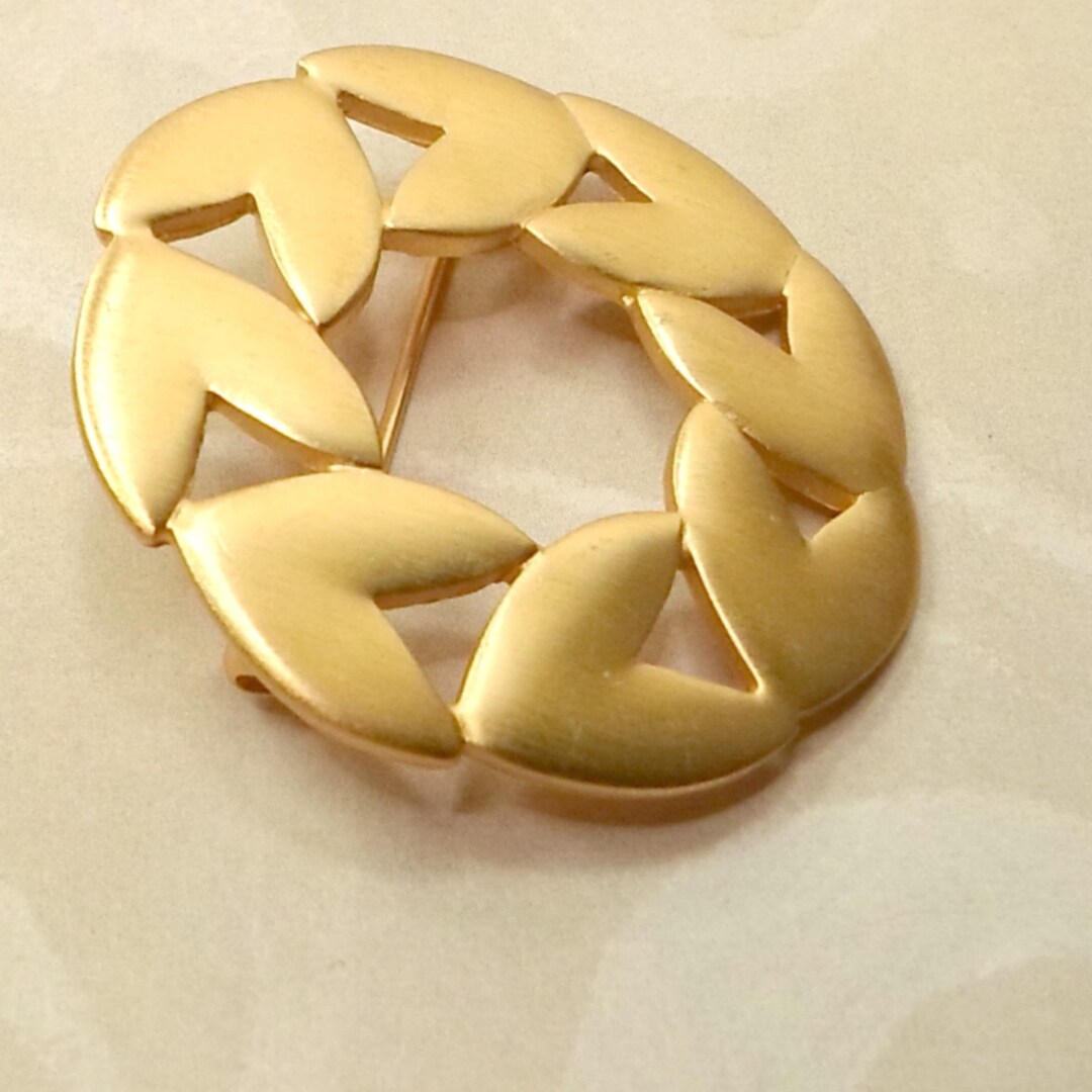 Vintage Heart Anne Klein Brooch Pin Matte Goldtone Stylized - Etsy
