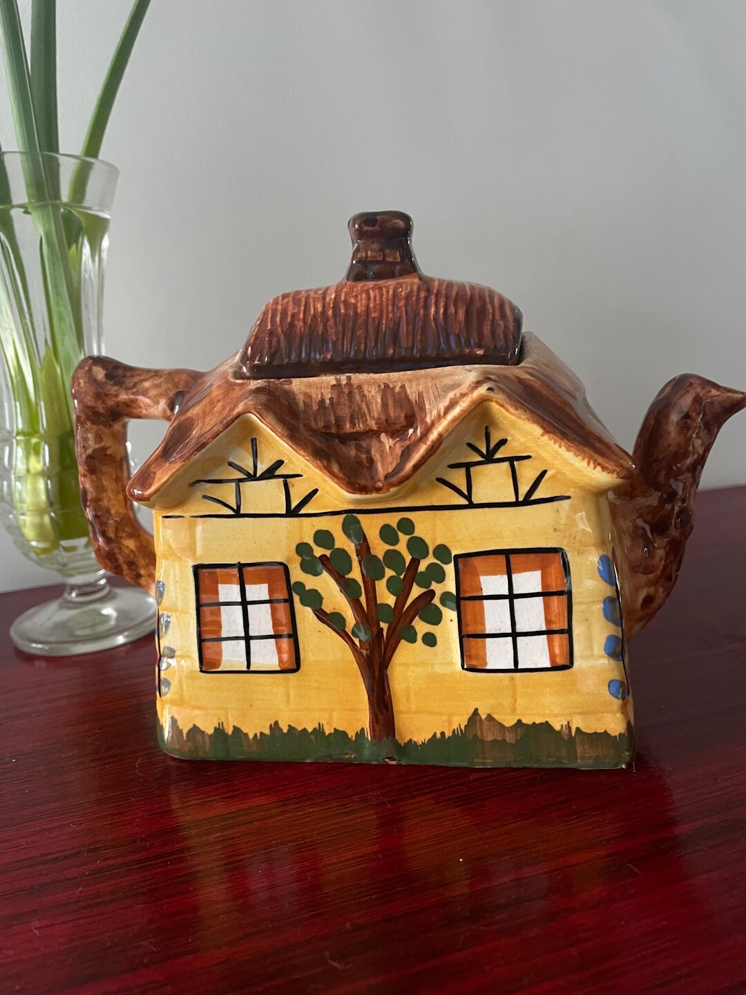 Vintage Cottage Teapot | Hand-painted Ceramic, Double-sided English ...