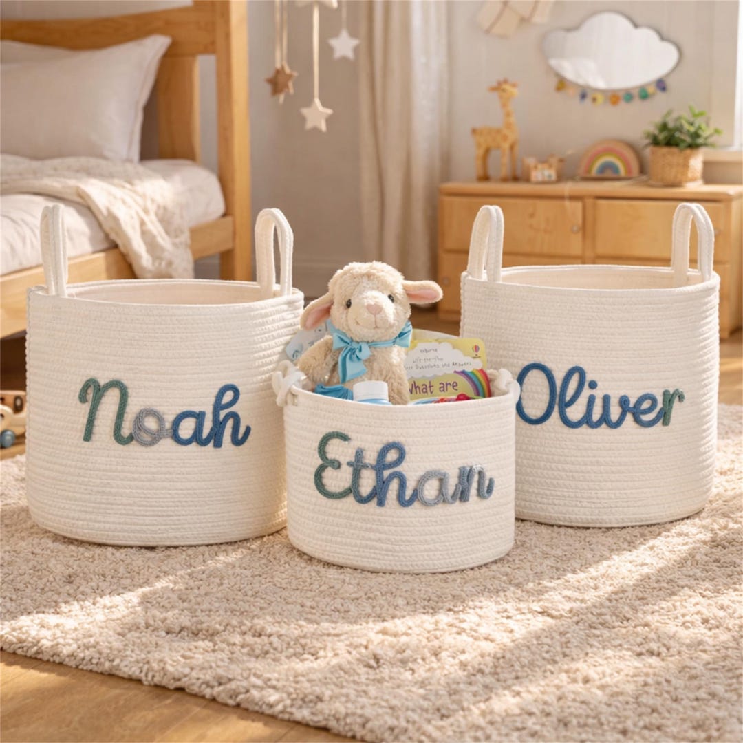 Personalized Storage Basket for Kids | Custom Name Embroidery | Toy ...