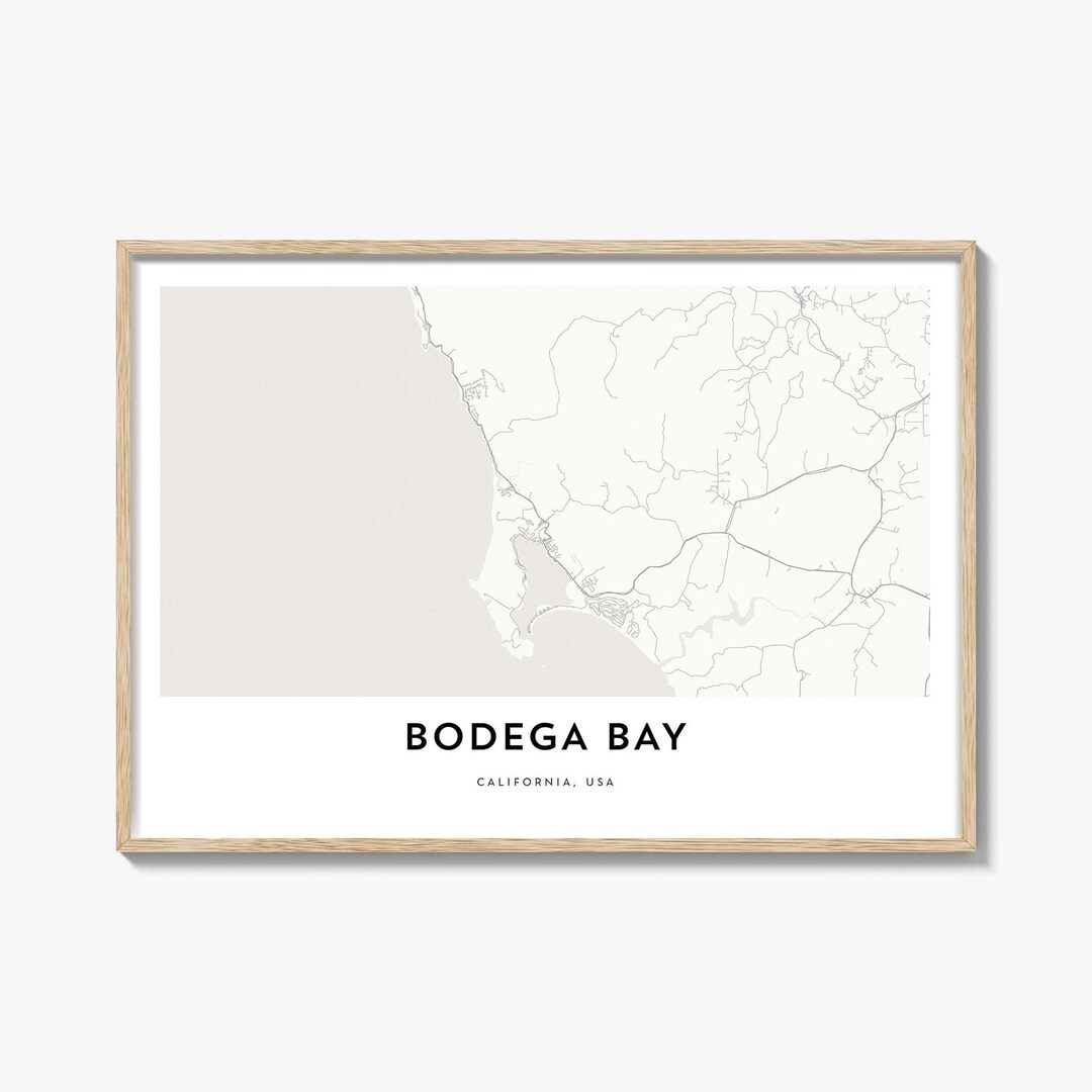 Bodega Bay Map Landscape Print, California Coast Poster, Sonoma County ...