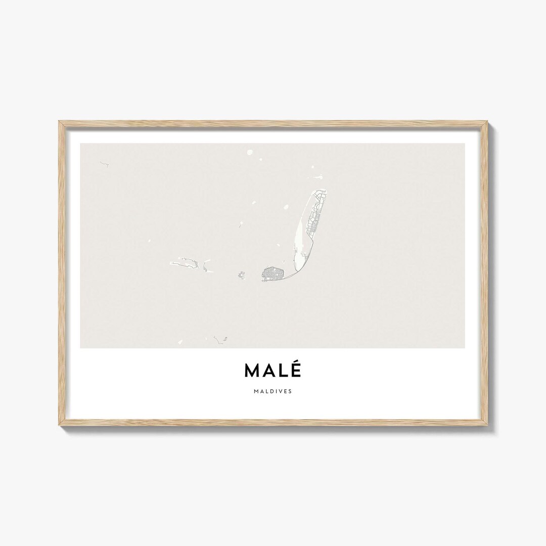 Malé Map Landscape Print, Maldives Poster, Indian Ocean Art, Custom ...