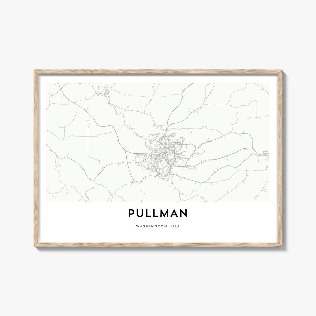 Pullman Map Landscape Print, Washington Poster, USA Wall Art, WSU ...