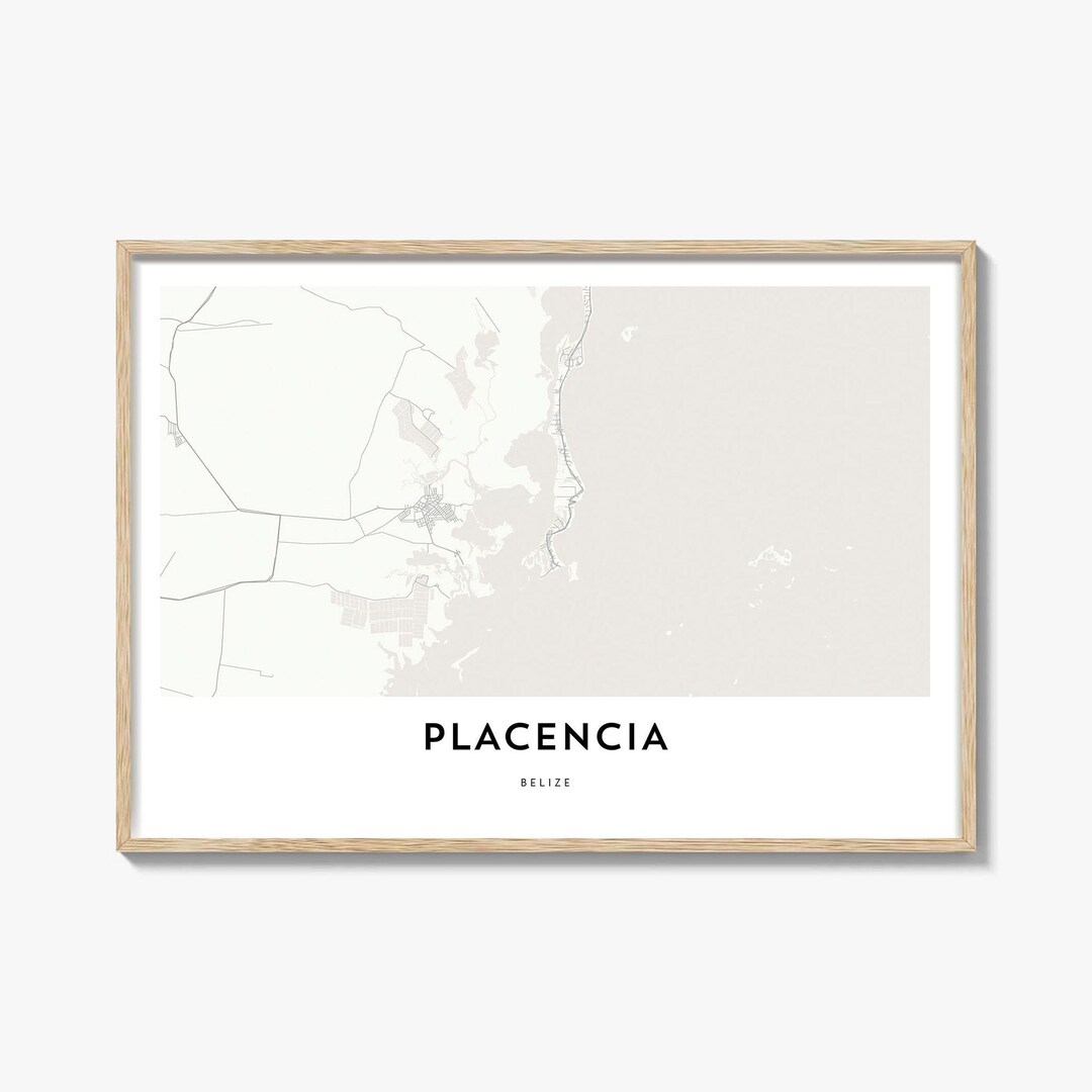 Placencia Map Landscape Print, Belize Poster, Central America Wall Art ...