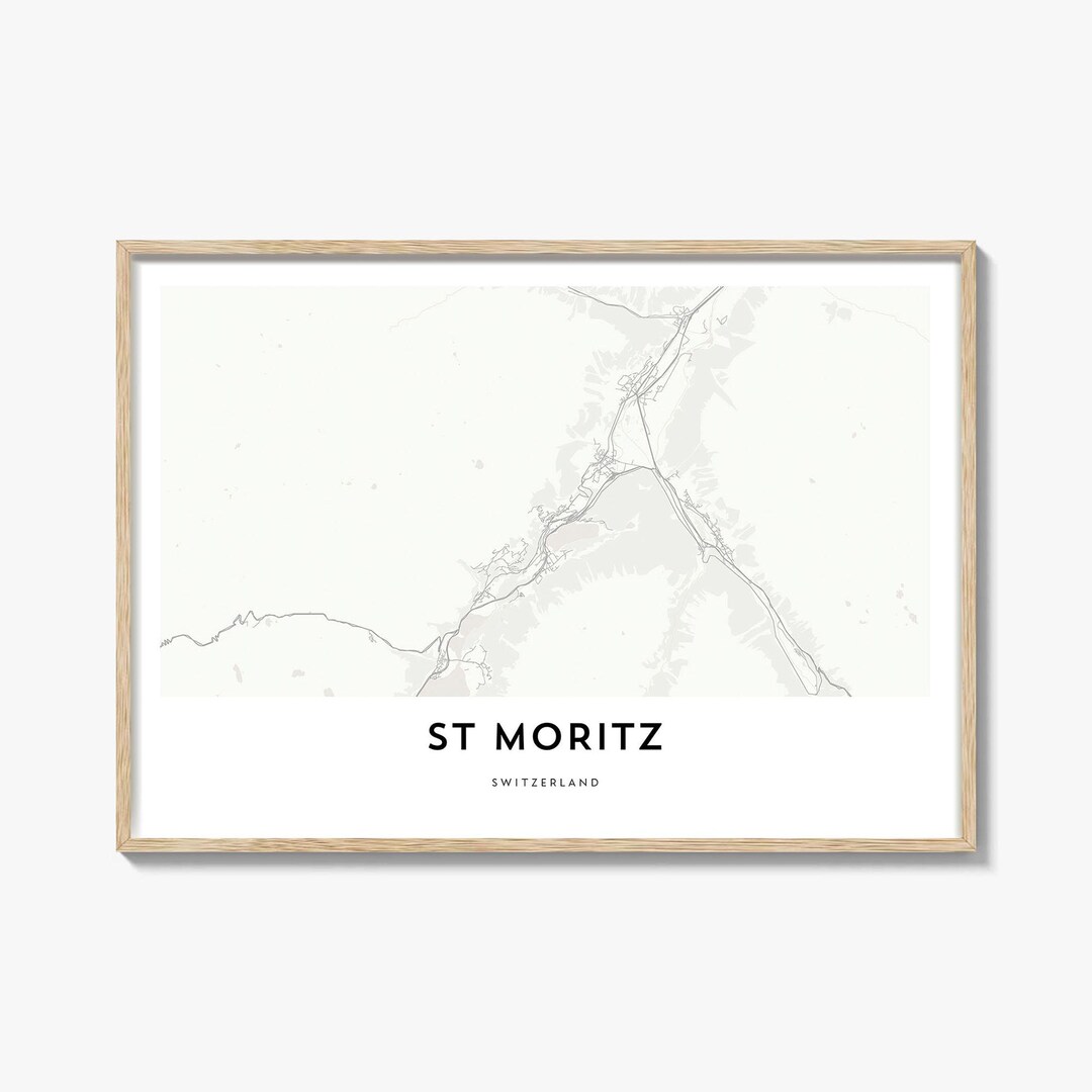 St Moritz Map Landscape Print, Switzerland Poster, Engadin Wall Art ...
