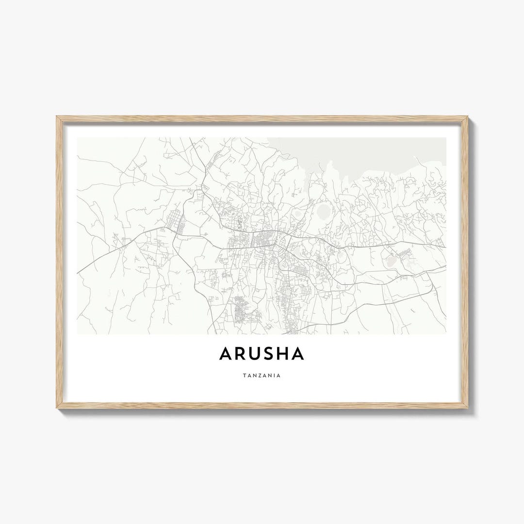 Arusha Map Landscape Print, Tanzania City Poster, Africa Wall Art ...