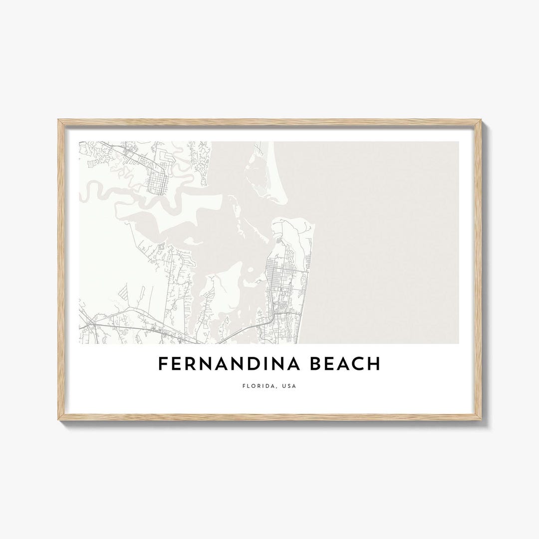Fernandina Beach Map Landscape Print, Florida Poster, Amelia Island ...