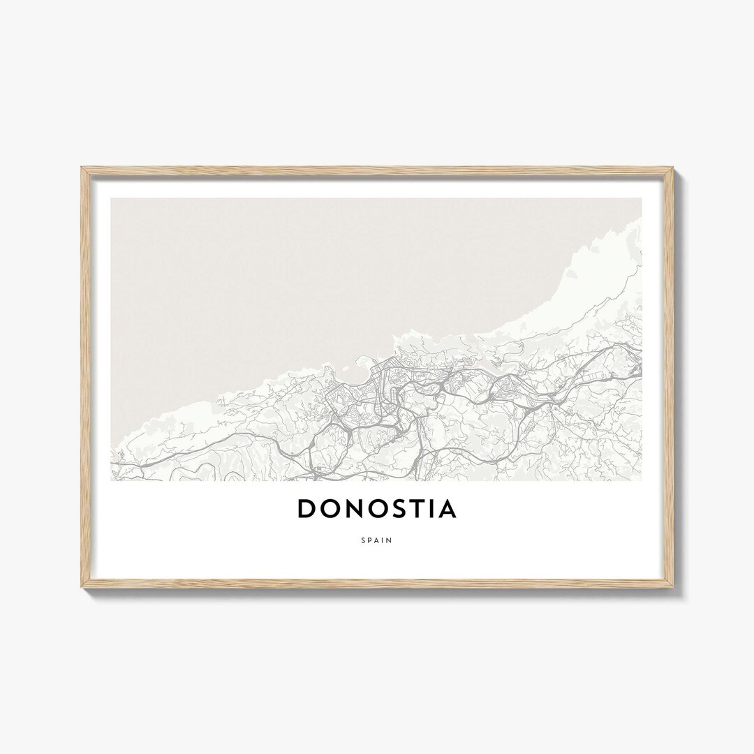 San Sebastian Map Landscape Print, Basque Country Poster, Spain Wall ...
