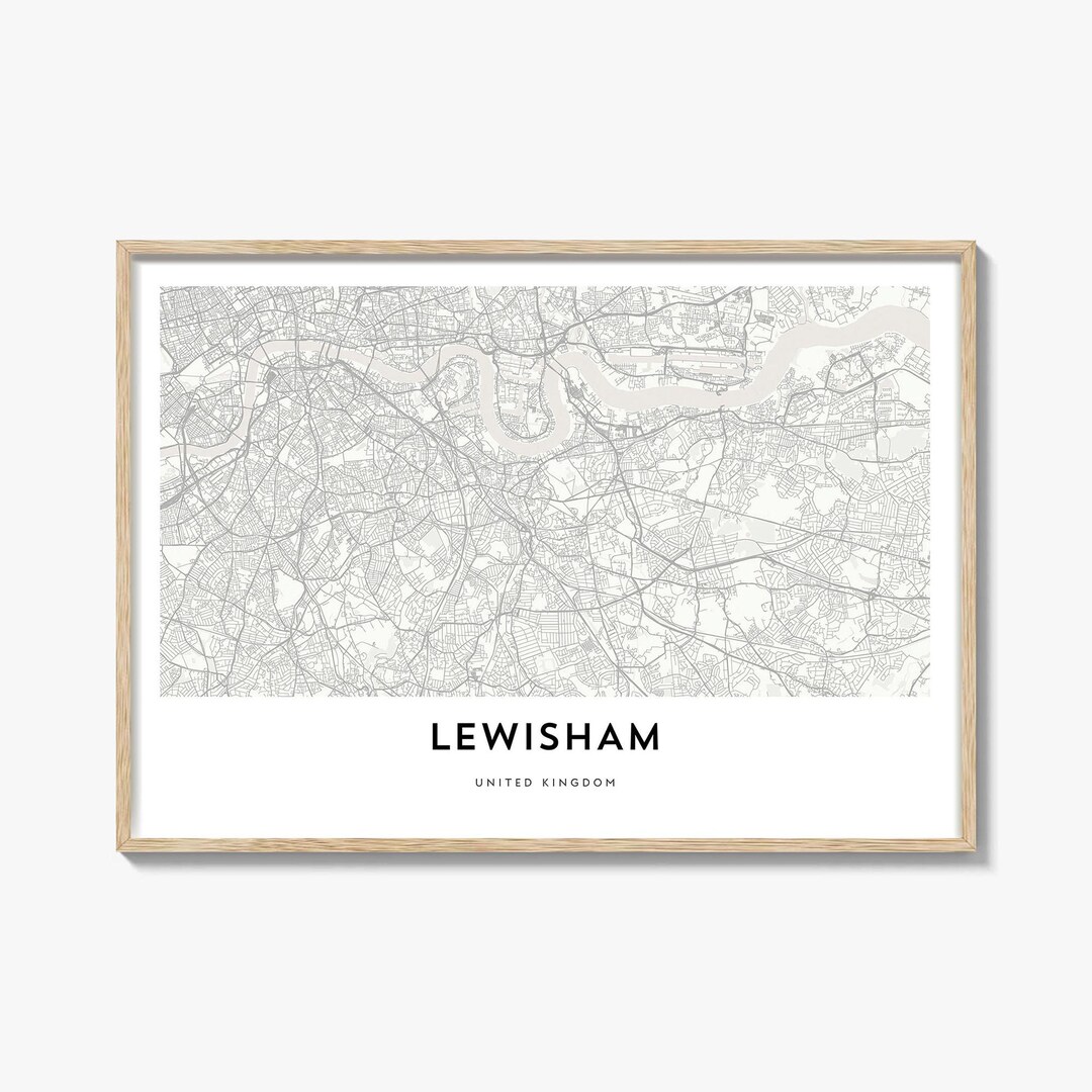 Lewisham Map Landscape Print, London England Poster, United Kingdom ...