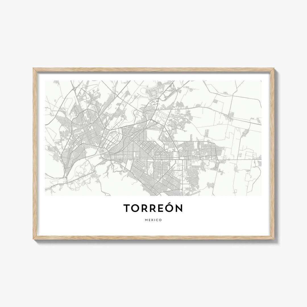Torreon Map Landscape Print, Mexico Wall Art, Coahuila Poster, Custom ...