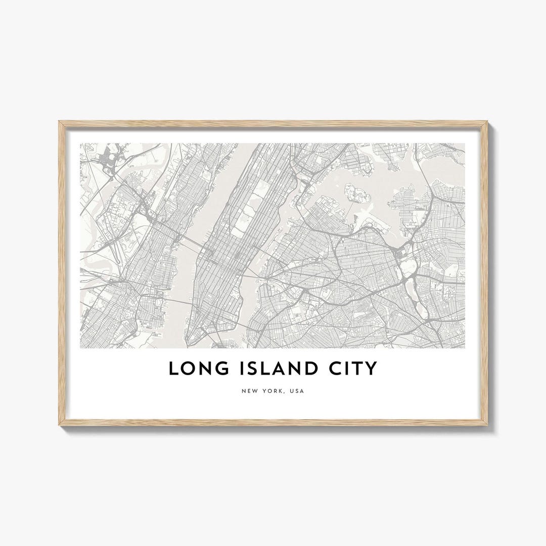 Long Island City Map Landscape Print, New York Poster, USA Wall Art ...