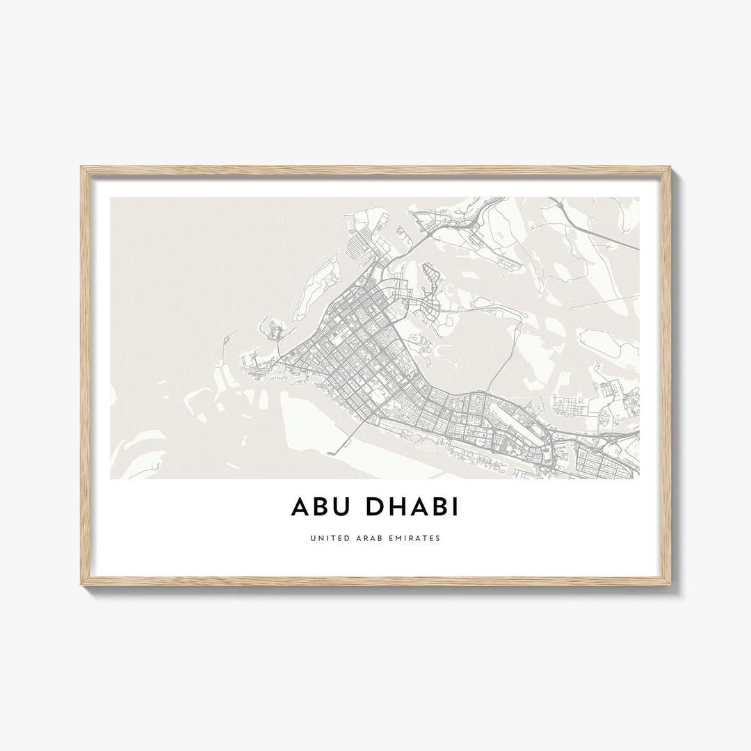 Abu Dhabi Map Landscape Print, UAE Poster, United Arab Emirates Wall ...