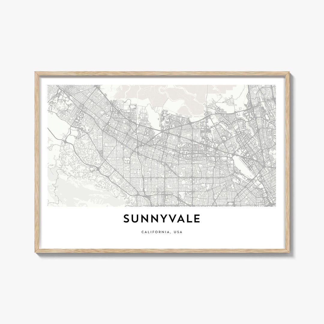 Sunnyvale Map Landscape Print, California Poster, Bay Area Wall Art ...
