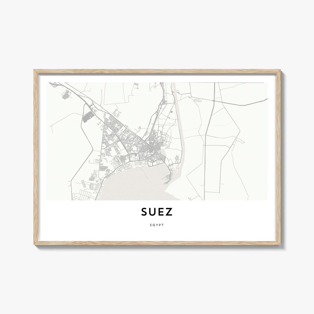 Suez Map Landscape Print, Egypt Poster, Egyptian Wall Art, as Suways ...