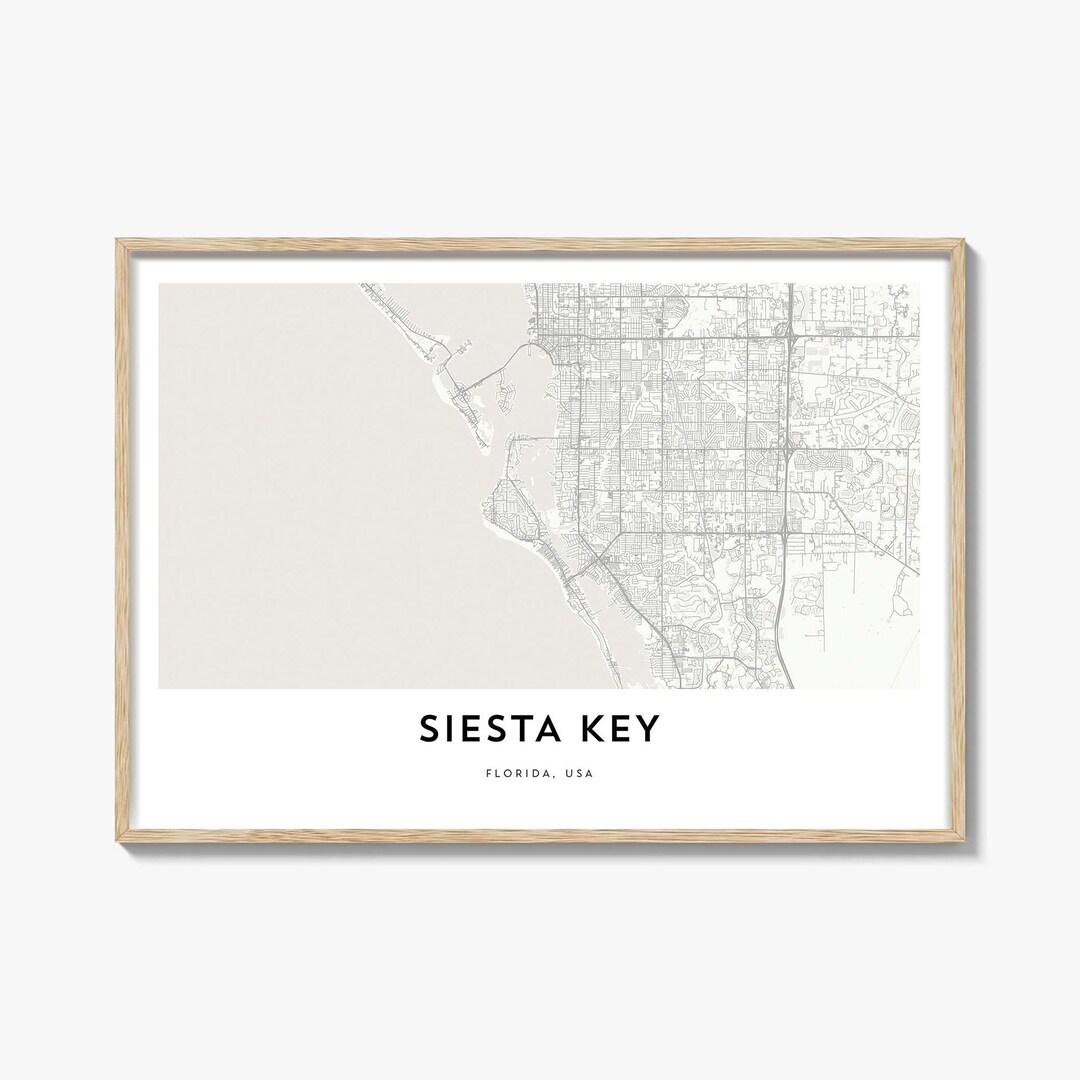 Siesta Key Map Landscape Print, Florida Wall Art, Sarasota Poster ...