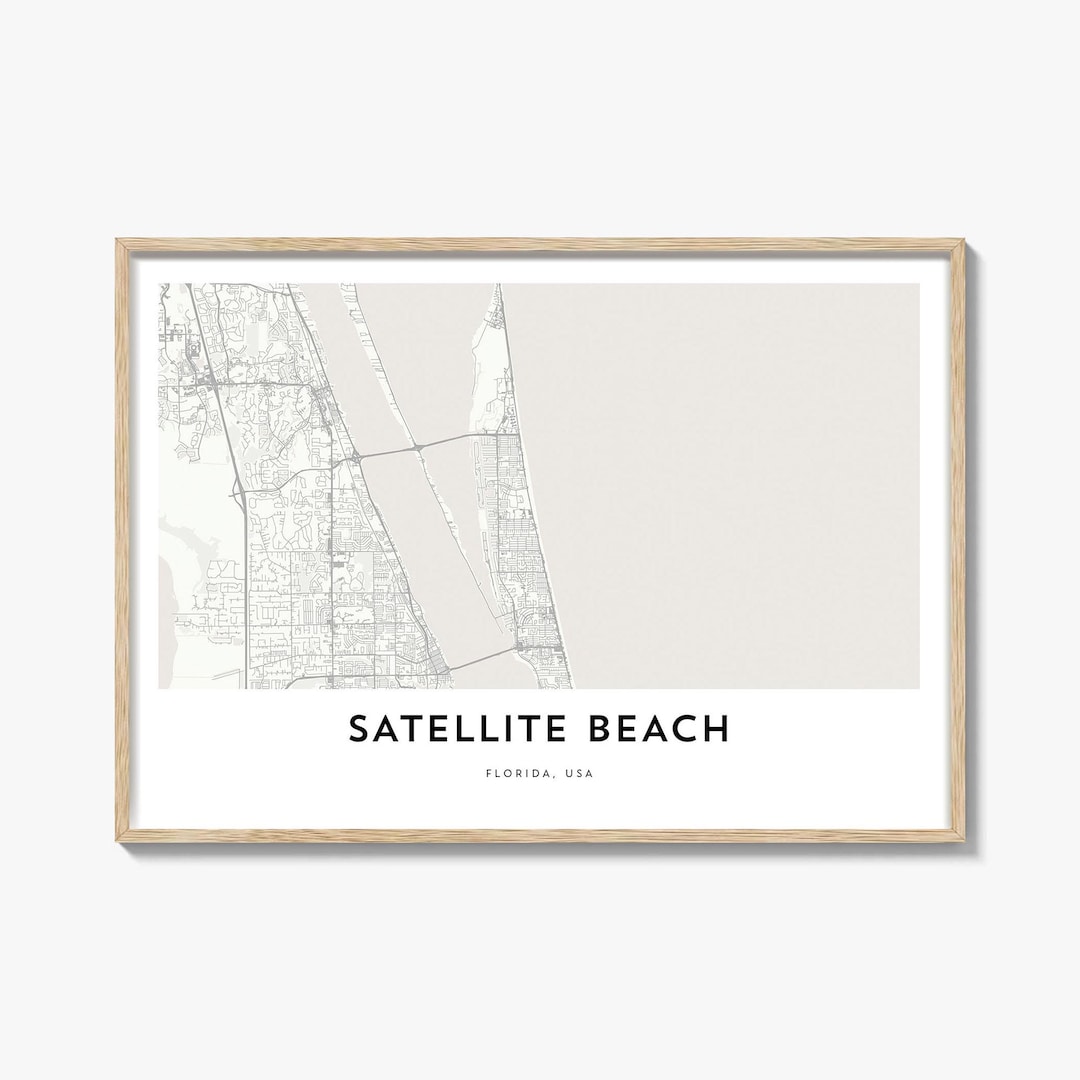 Satellite Beach Map Landscape Print, Florida Poster, Brevard County ...