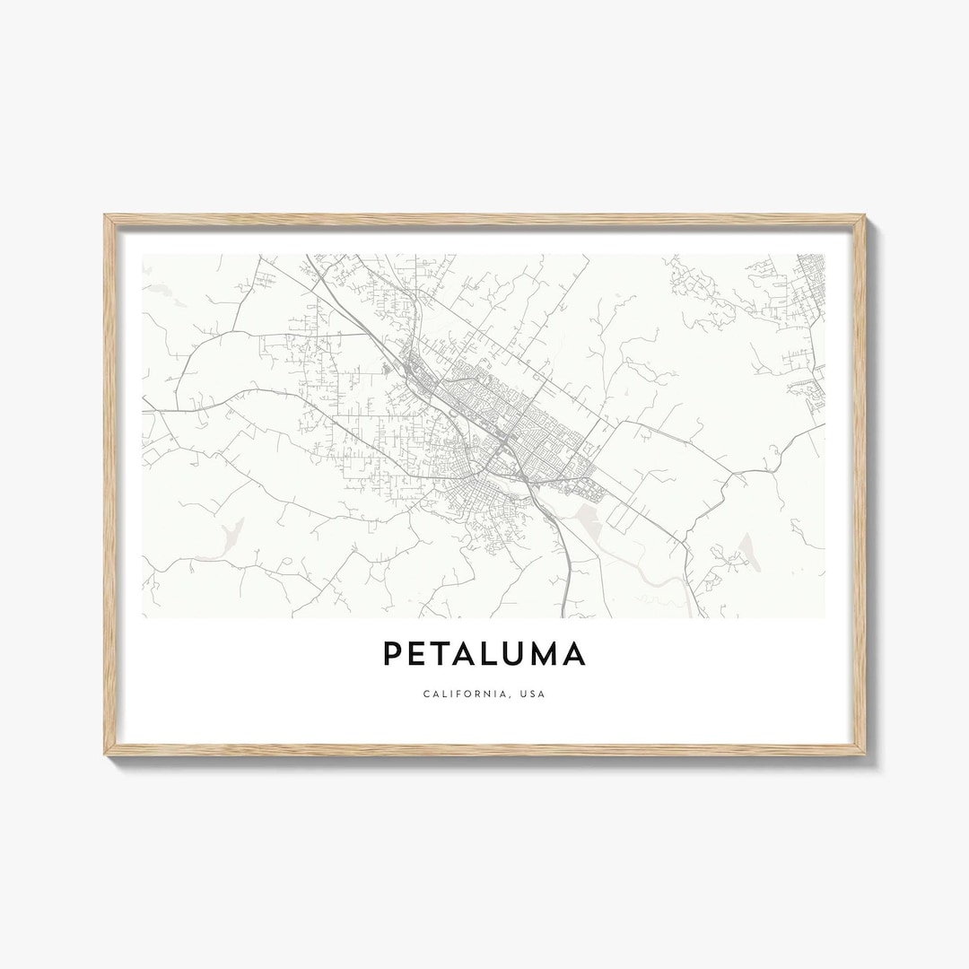 Petaluma Map Landscape Print, Sonoma County Poster, California Wall Art ...