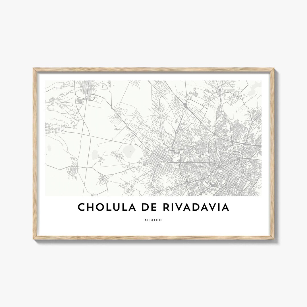 Cholula Map Landscape Print, Mexico Poster, Mexican Wall Art, Rivadavia ...