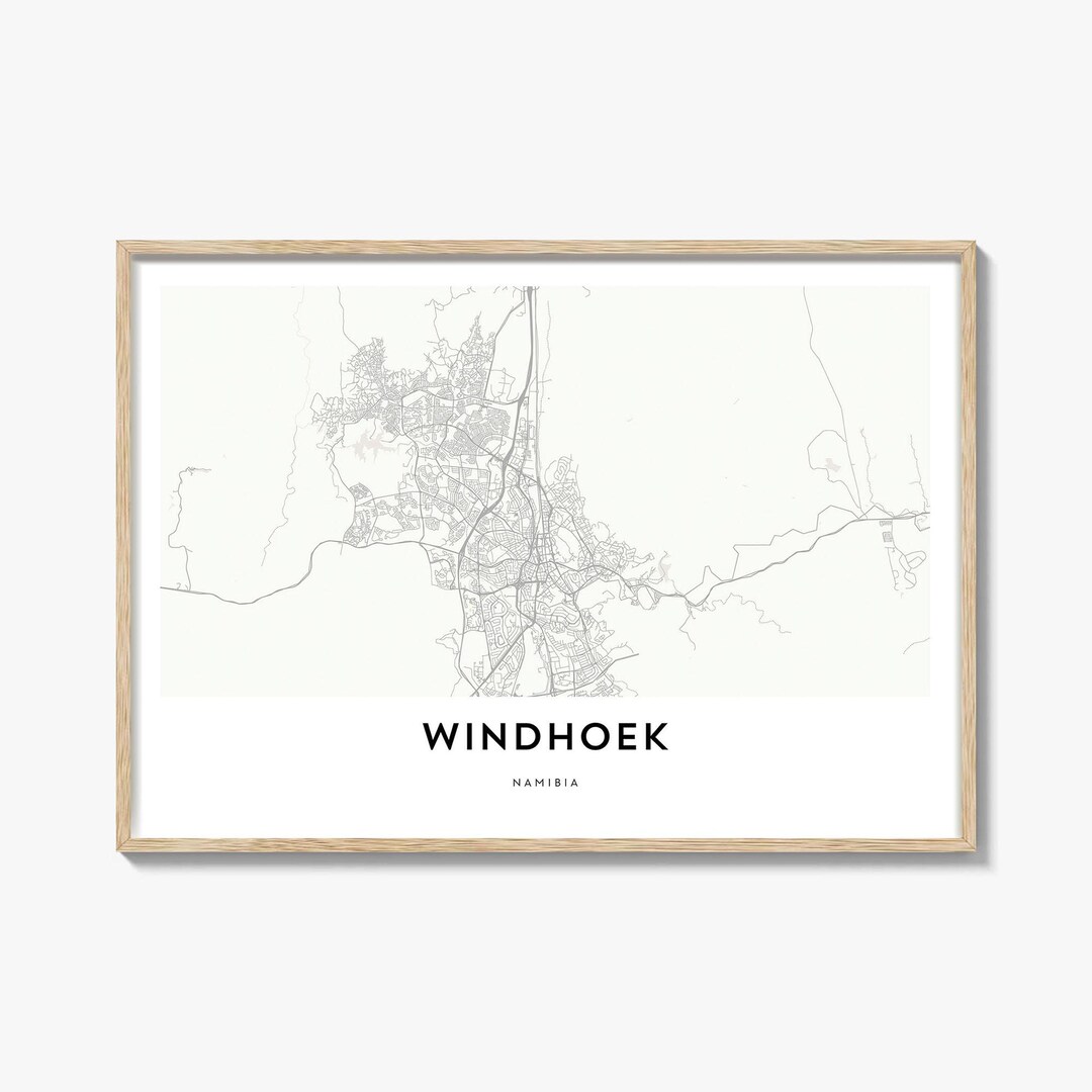Windhoek Map Landscape Print, Namibia Poster, Africa Wall Art, Custom ...
