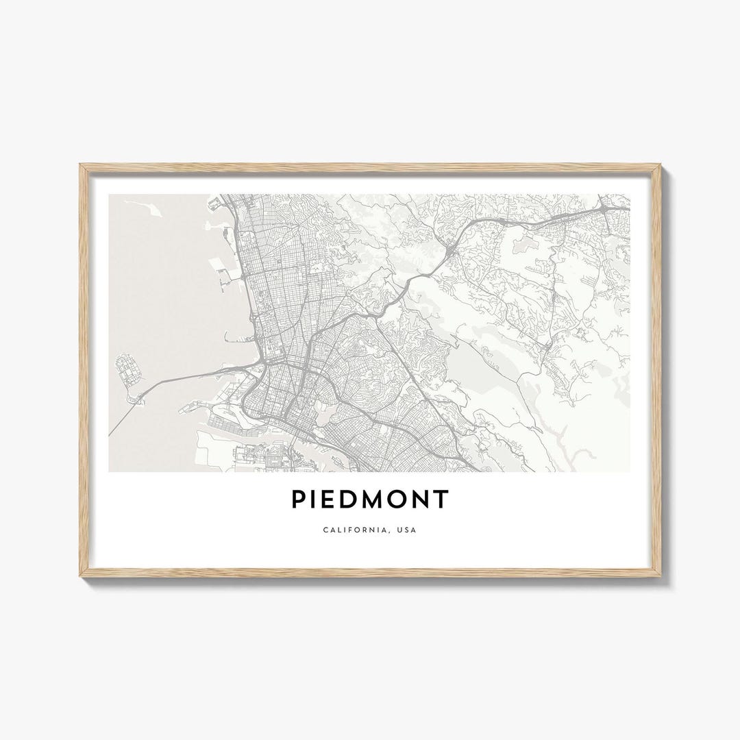 Piedmont Map Landscape Print, California Poster, Bay Area Wall Art ...