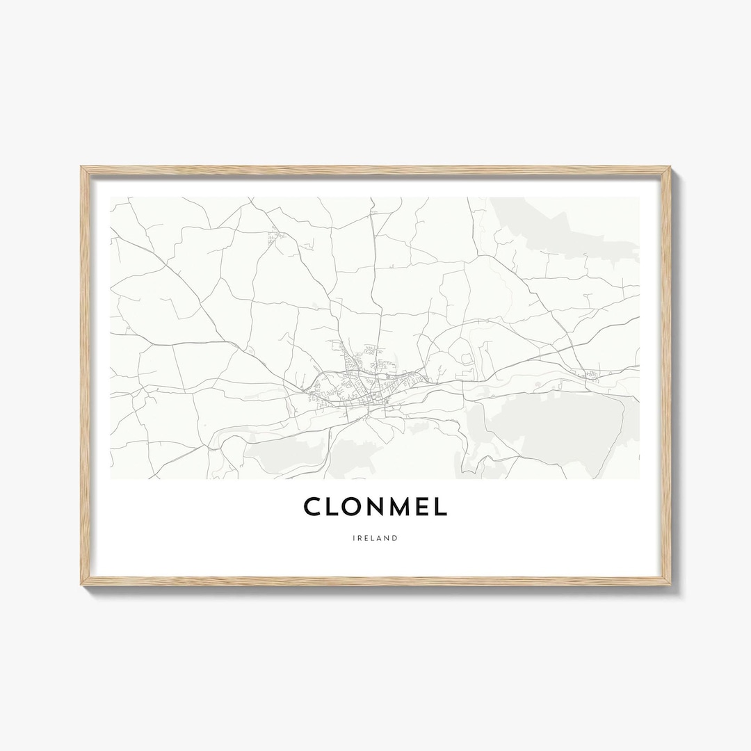 Clonmel Map Landscape Print, Ireland Poster, Tipperary Wall Art, Custom ...