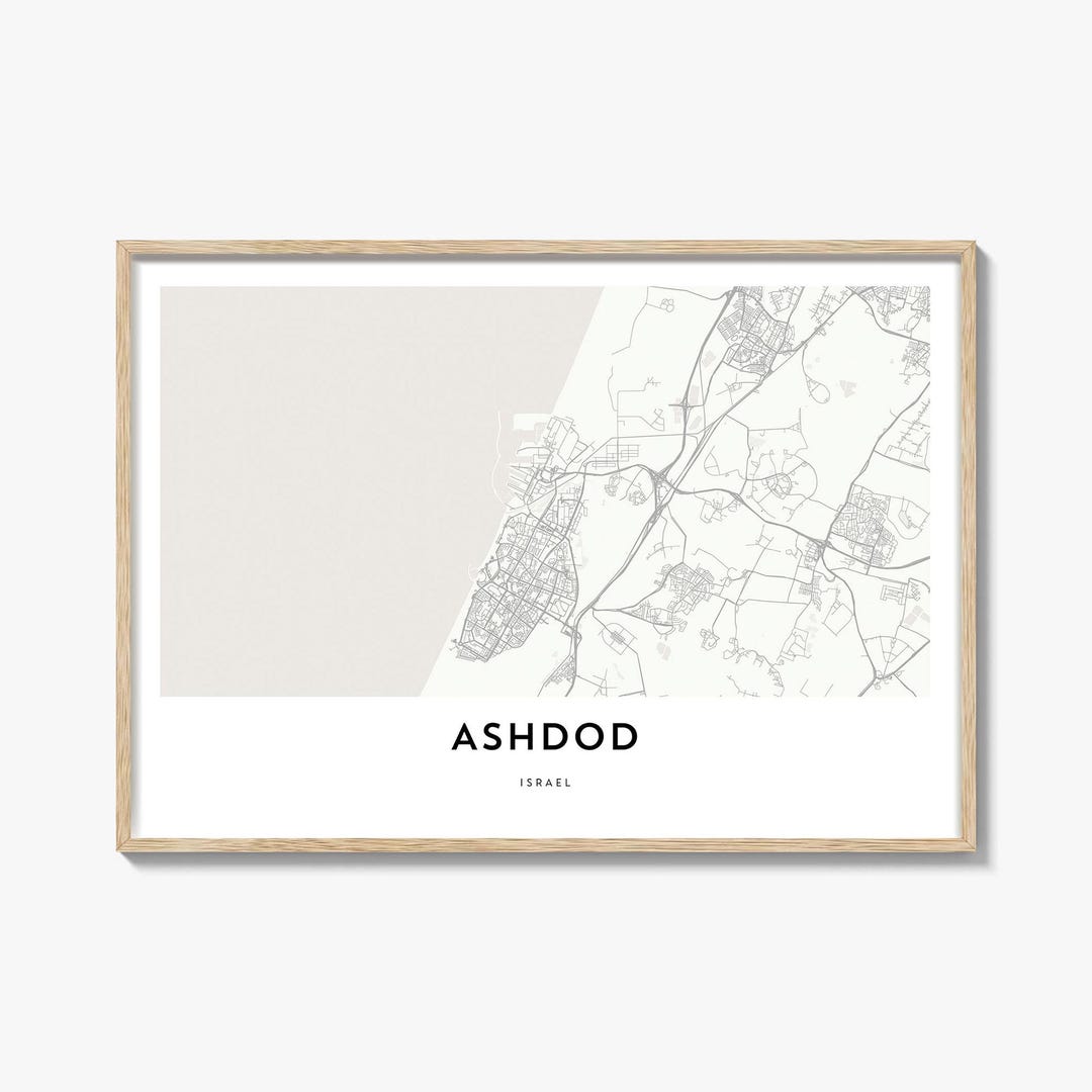Ashdod Map Landscape Print, Israel City Poster, Middle East Wall Art ...