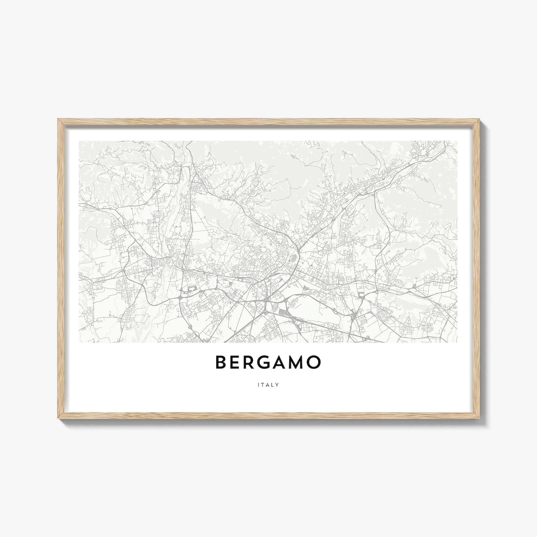 Bergamo Map Landscape Print, Italy Poster, Lombardy Wall Art, Citta ...