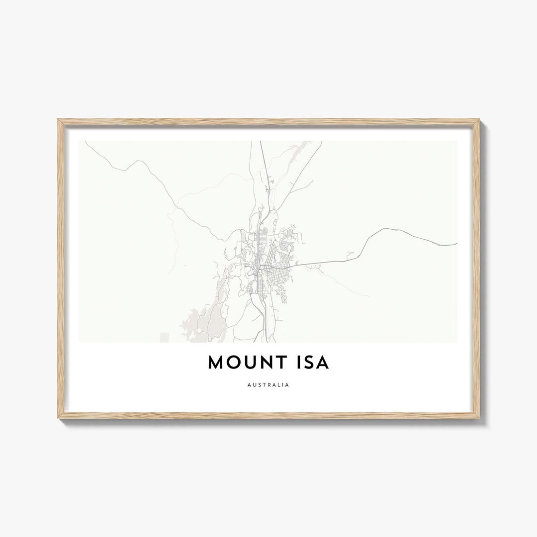 Mount Isa Map Landscape Print, Queensland Australia Poster, Outback ...