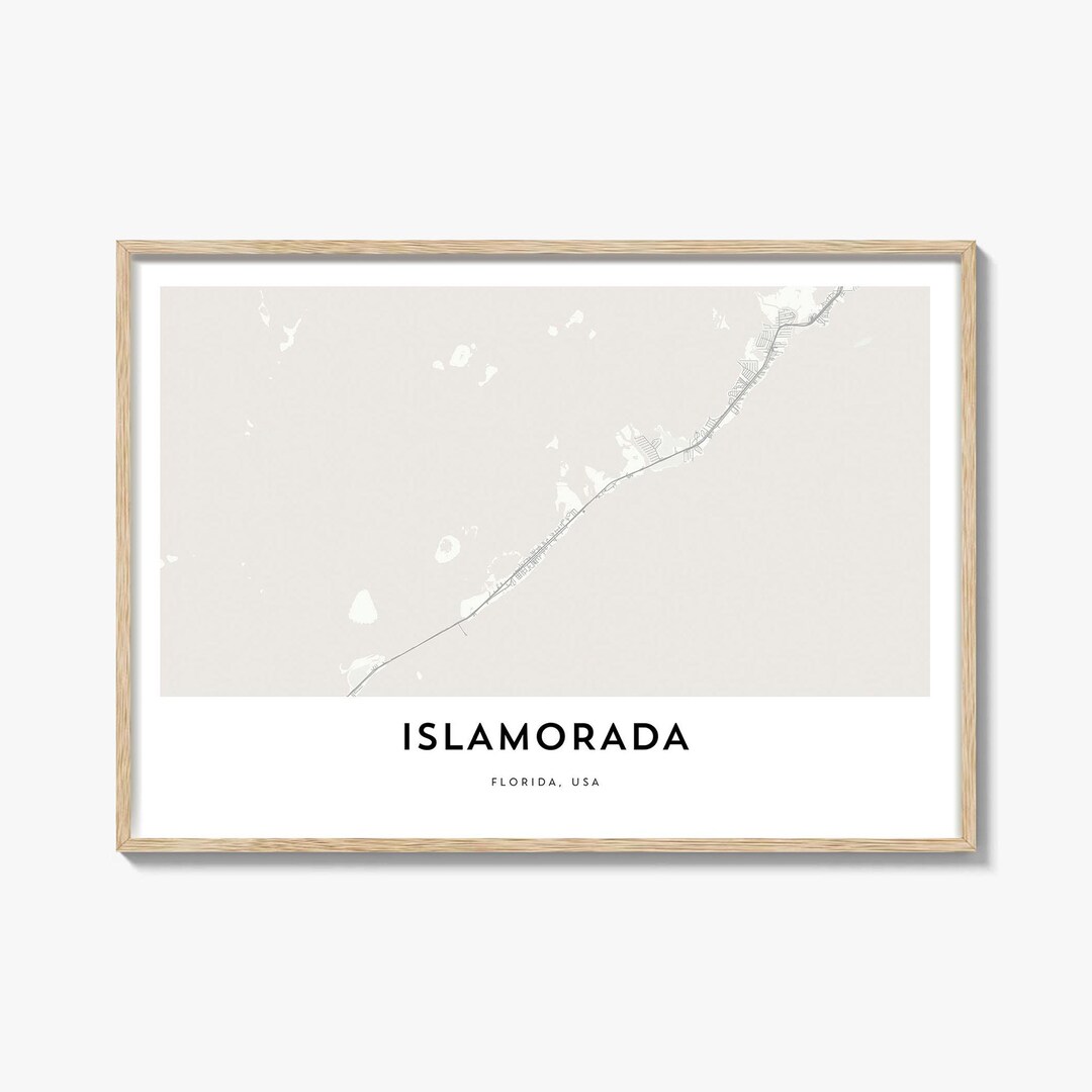 Islamorada Map Landscape Print, Florida Keys Poster, USA Wall Art ...