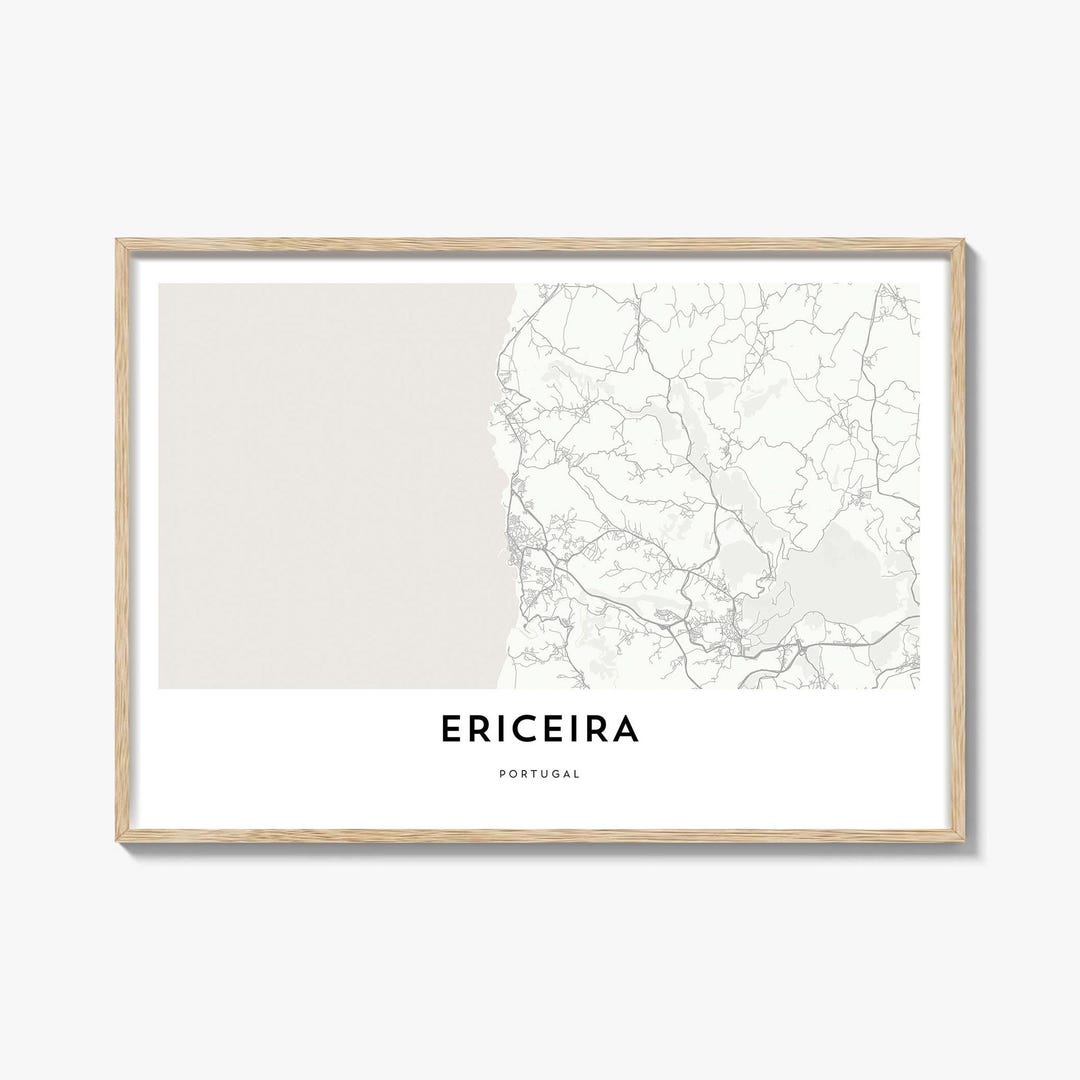 Ericeira Map Landscape Print, Portugal Wall Art, Lisbon Poster, Custom ...