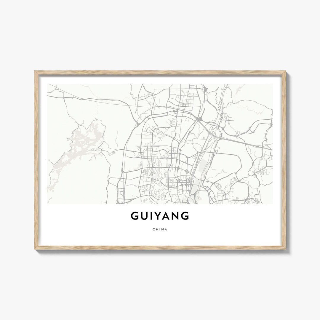 Guiyang Map Landscape Print, China City Poster, Guizhou Wall Art ...