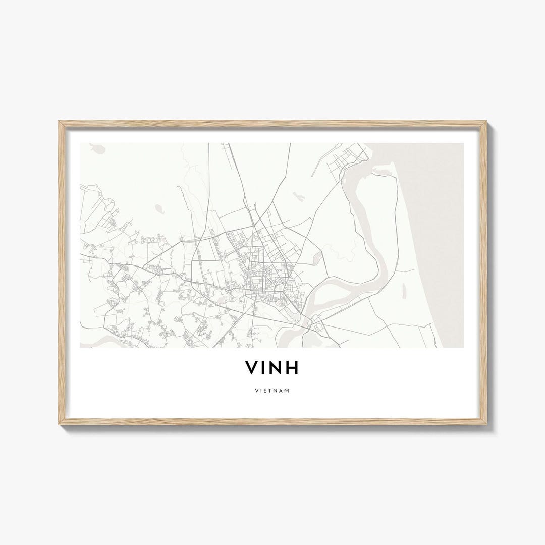 Vinh Map Landscape Print, Vietnam City Poster, Asia Wall Art, Nghệ an ...