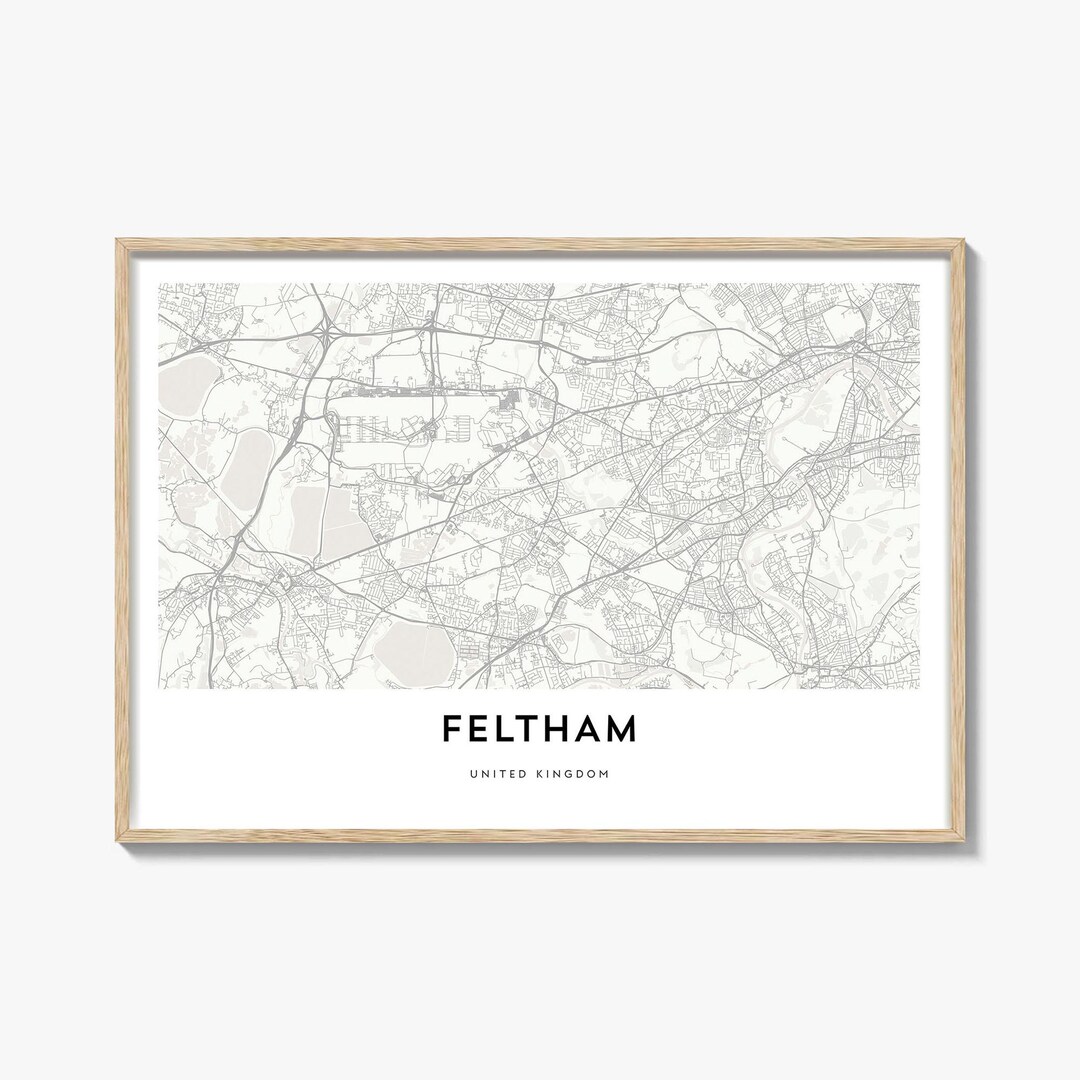 Feltham Map Landscape Print, London Street Poster, United Kingdom Wall ...