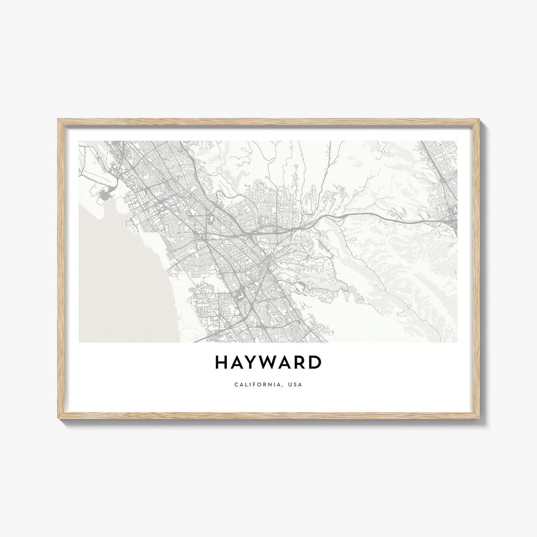 Hayward Map Landscape Print, Bay Area Poster, California Wall Art, USA ...