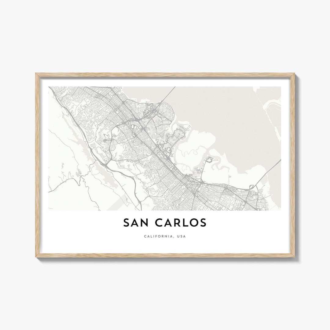 San Carlos Map Landscape Print, California Horizontal Poster, Bay Area ...