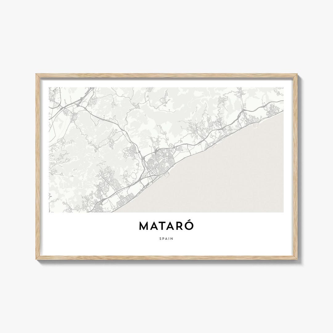 Mataro Map Landscape Print, Spain Poster, Catalonia Wall Art, Custom ...
