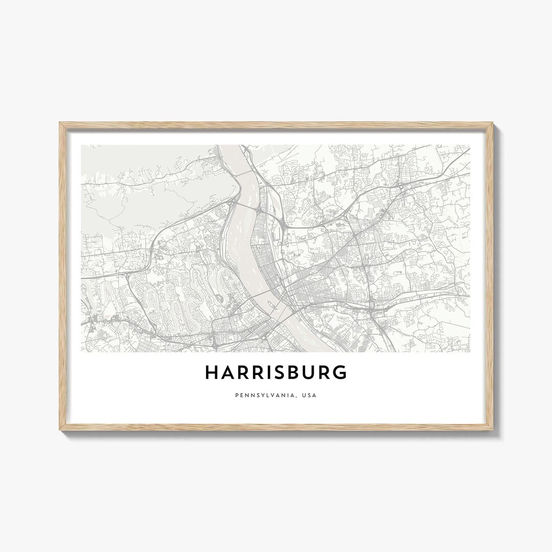Harrisburg Map Landscape Print, Pennsylvania Poster, Dauphin County ...