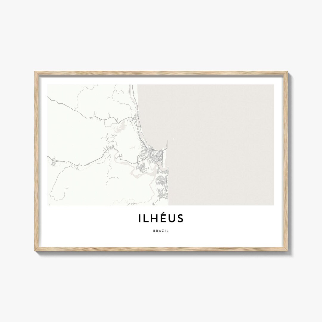 Ilheus Map Landscape Print, Brazil Poster, Bahia Wall Art, Custom ...