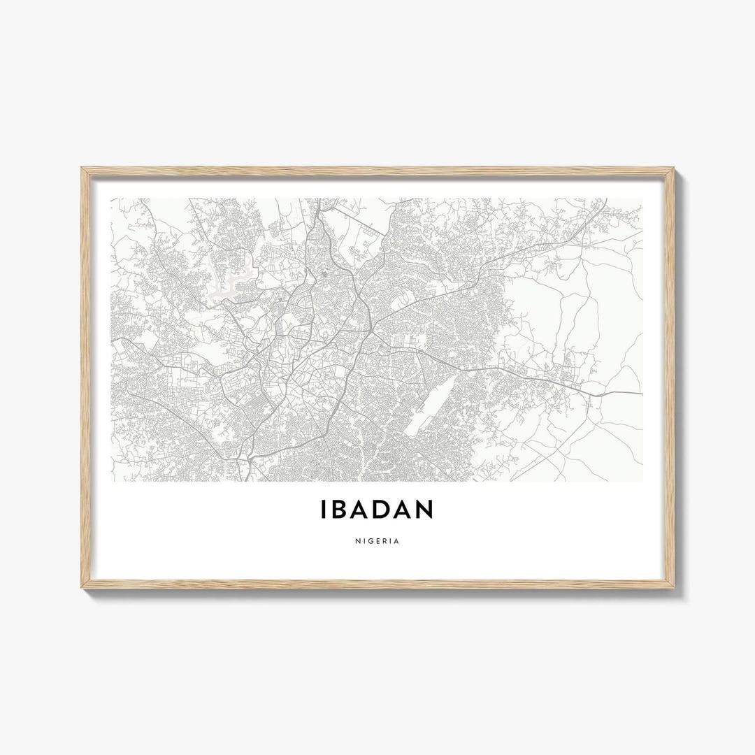 Ibadan Map Landscape Print, Nigeria City Poster, Yoruba Art, Oyo Custom ...